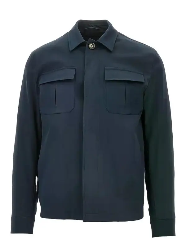 Herno Button Flap Pocket Overshirt - Blue