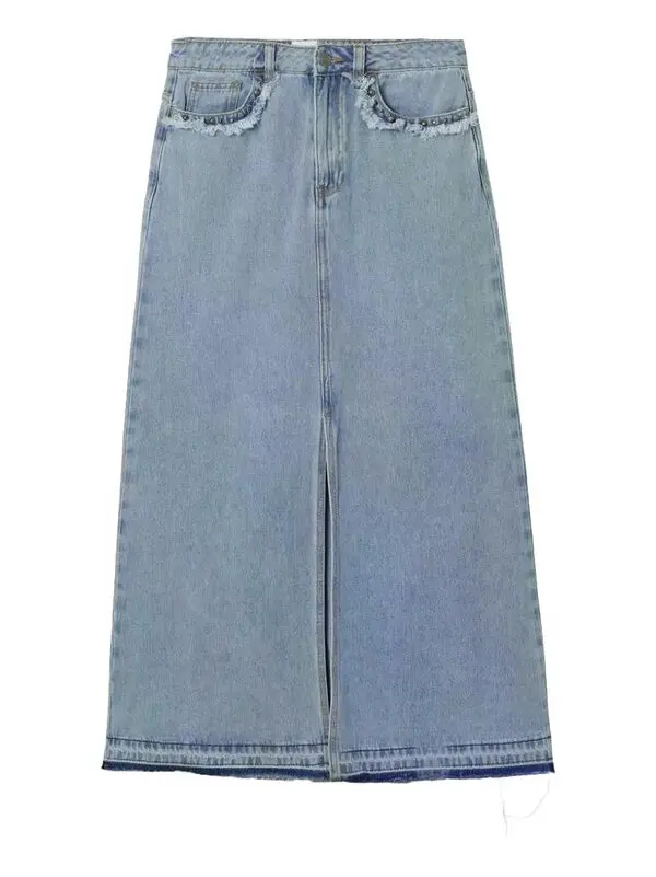 B+AB Frayed Slit Skirt - Blue