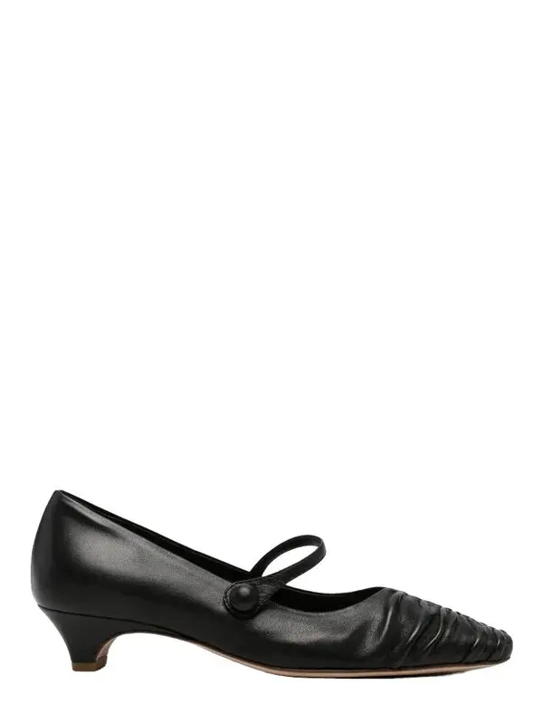 LORENA PAGGI Ruched Leather Pumps - Black