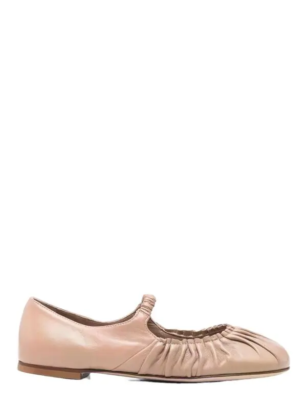 LORENA PAGGI Ruched-strap Ballet Flats - Neutrals