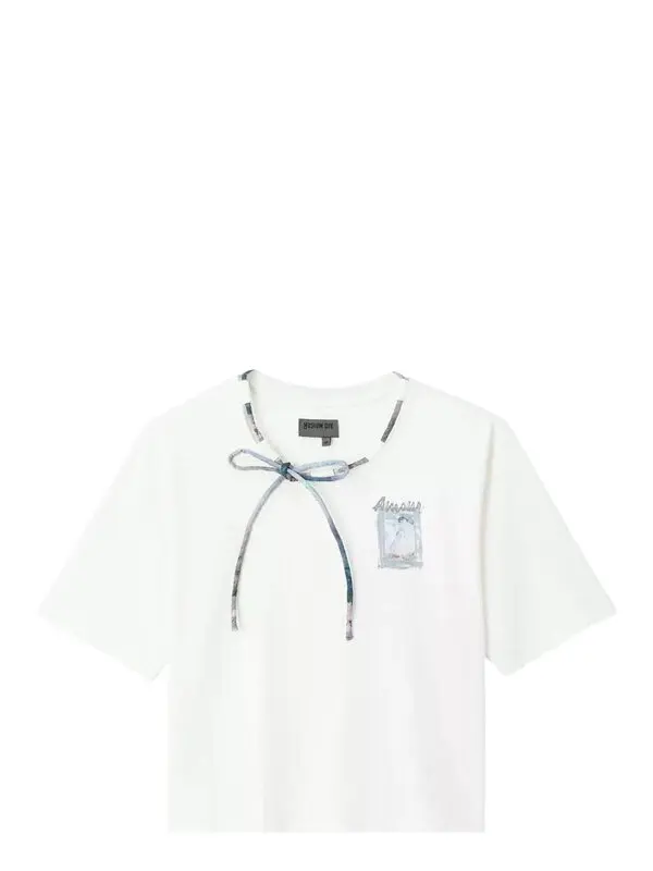 MUSIUM DIV. Tie-neck Graphic T-shirt - White