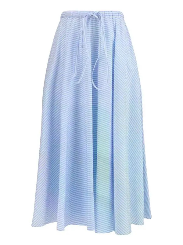 CRIDA MILANO Locorotondo Striped Midi Skirt - Blue