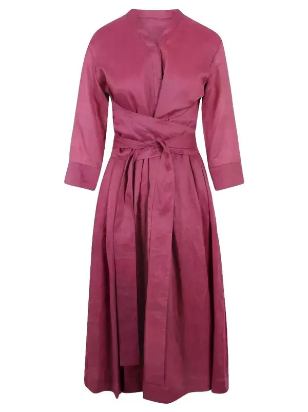 Max Mara V-neck Midi Dress - Pink