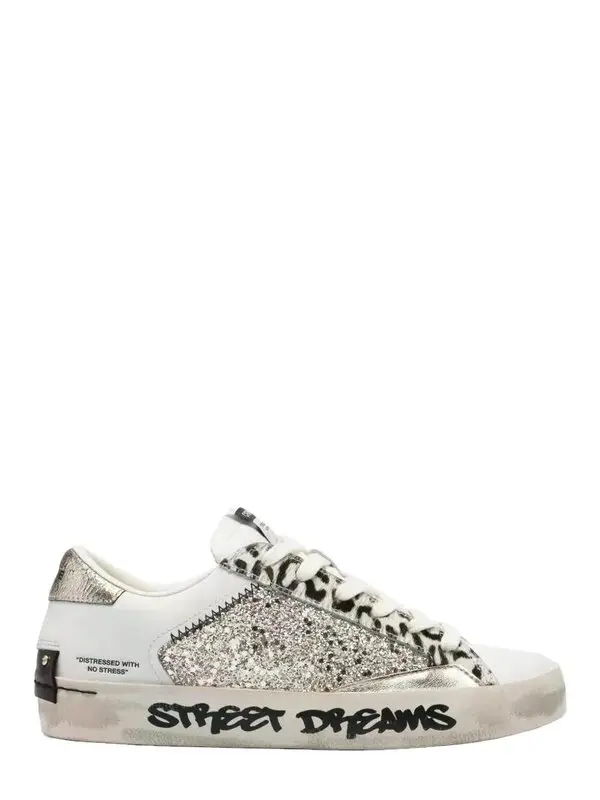 CRIME LONDON Animal-print Glitter Sneakers - White