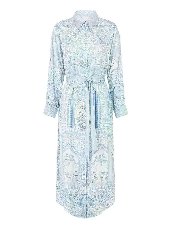 Camilla Buttoned Shirt Dress - Blue