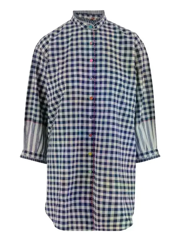 Pero Checked Three-quarter-sleeve Shirt - Blue