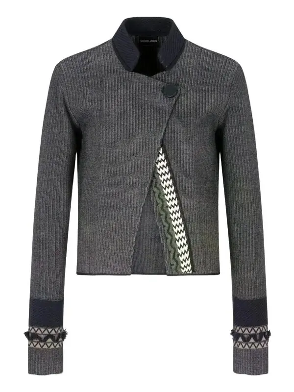 Giorgio Armani Patterned Button Jacket - Grey