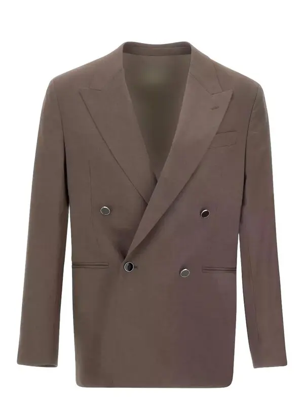 MANUEL RITZ Double-breasted Peak Lapel Blazer - Brown