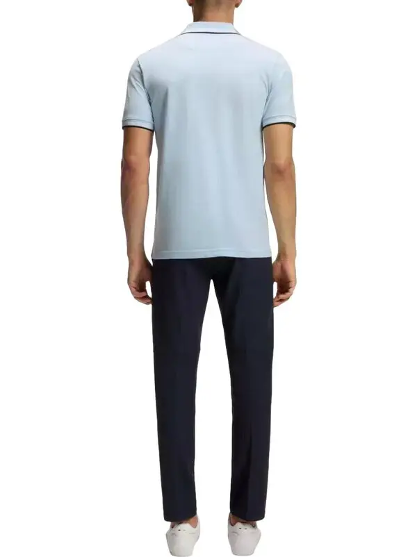 BOSS Stretch-cotton Slim-fit Polo Shirt With Branding And Stripes - Neutrals