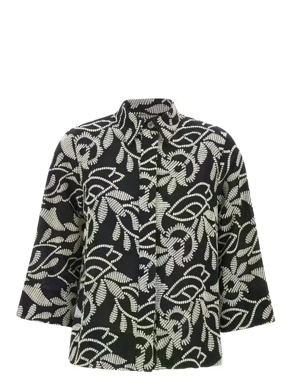 ELENA MIRO` Floral-embroidered Shirt - Black