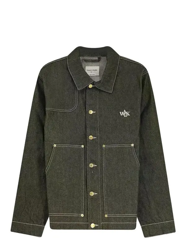 WALK IN PARIS Buttoned Jacket With Logo Embroidery - Green