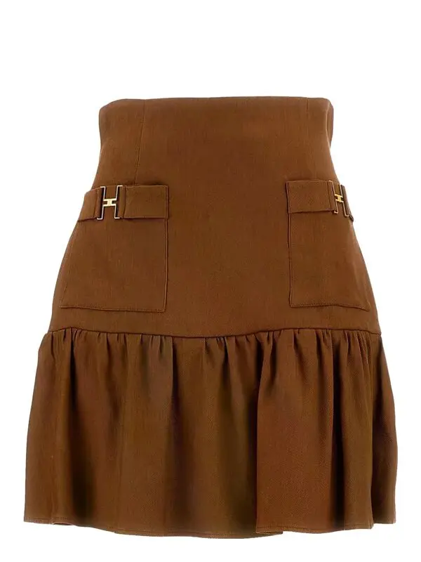 Elisabetta Franchi Front-pockets Mini Skirt - Brown