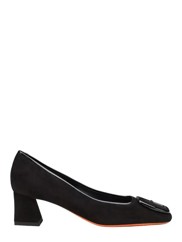 Santoni Suede Block Heel Pumps - Black