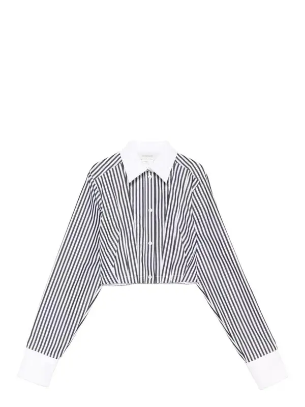 Sportmax Striped Cropped Shirt - Black