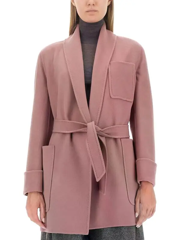 Max Mara Single-breasted Belted Coat - Pink
