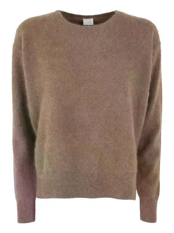 C.T.PLAGE Crew-neck Sweater With Side Slits - Neutrals