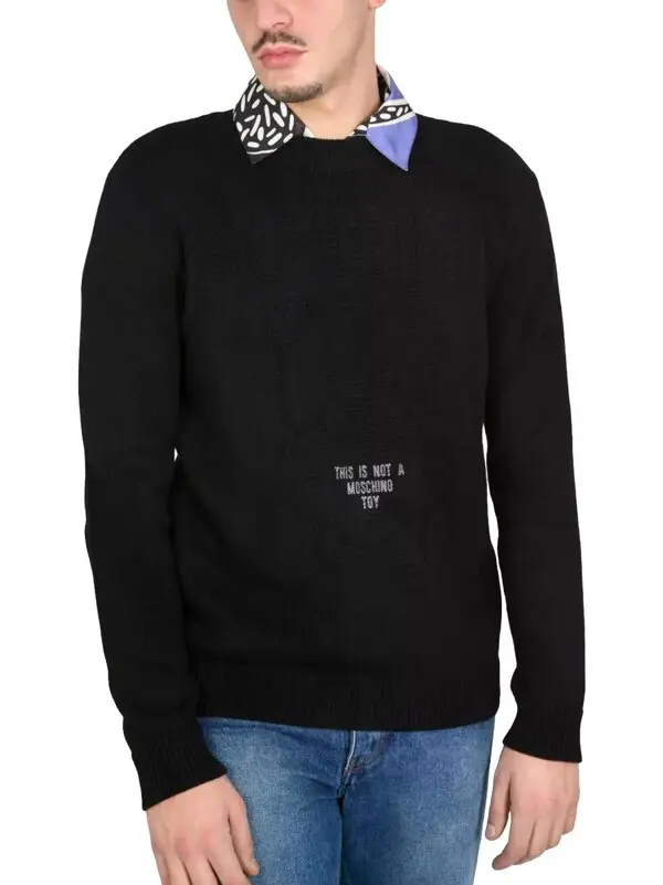 Moschino Slogan-intarsia Sweater - Black