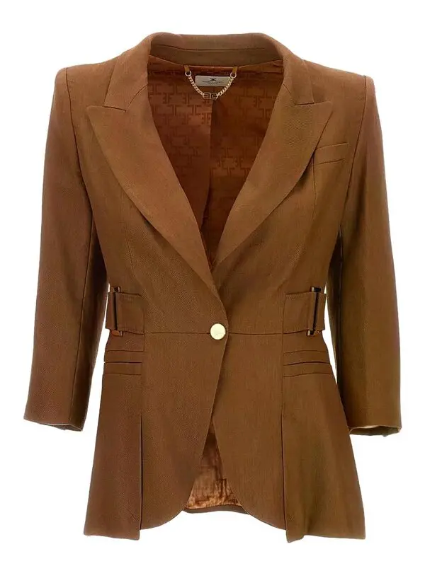 Elisabetta Franchi Padded-shoulder Blazer - Brown