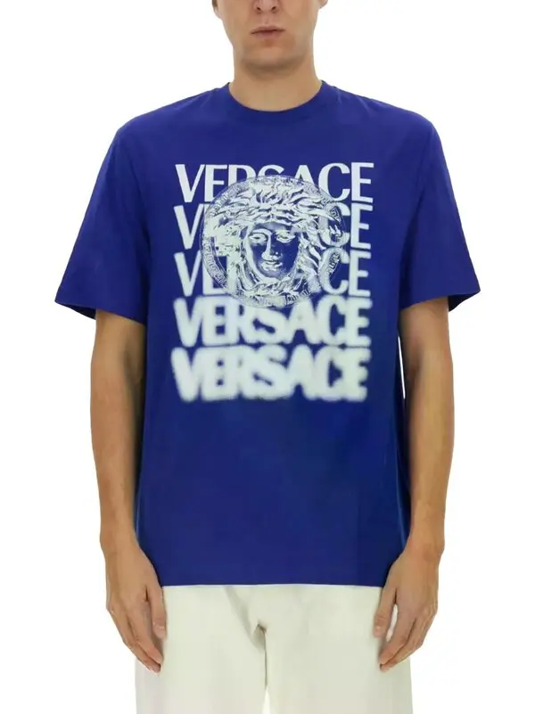 Versace Logo Graphic T-shirt - Blue