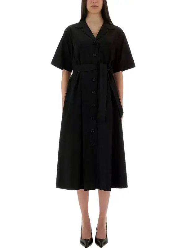 Aspesi Belted Midi Shirt Dress - Black