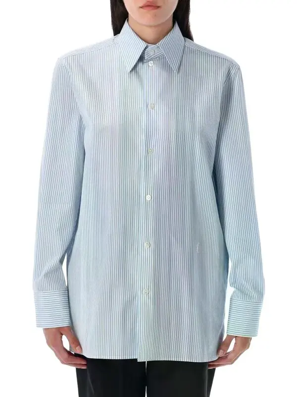 Saint Laurent Striped Tab Shirt - Blue