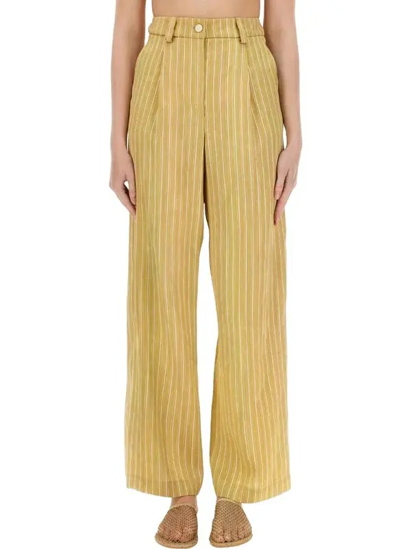 ALYSI Striped Tailored Trousers - Yellow