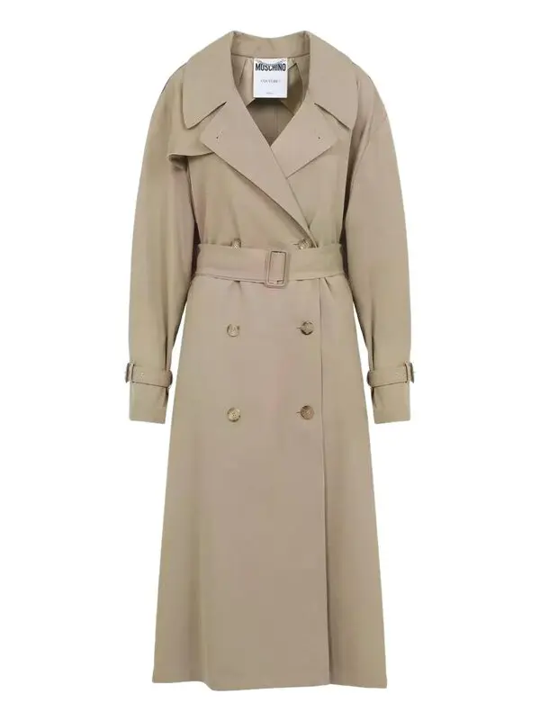 Moschino Belted Double-breasted Coat - Neutrals