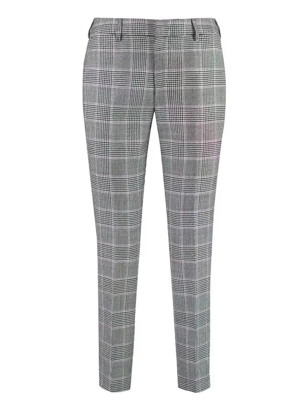 PT TORINO Tailored Plaid Wool Trousers - Grey