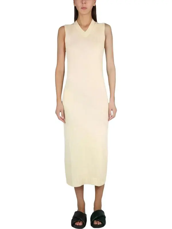 Aspesi Midi V-neck Dress - Neutrals