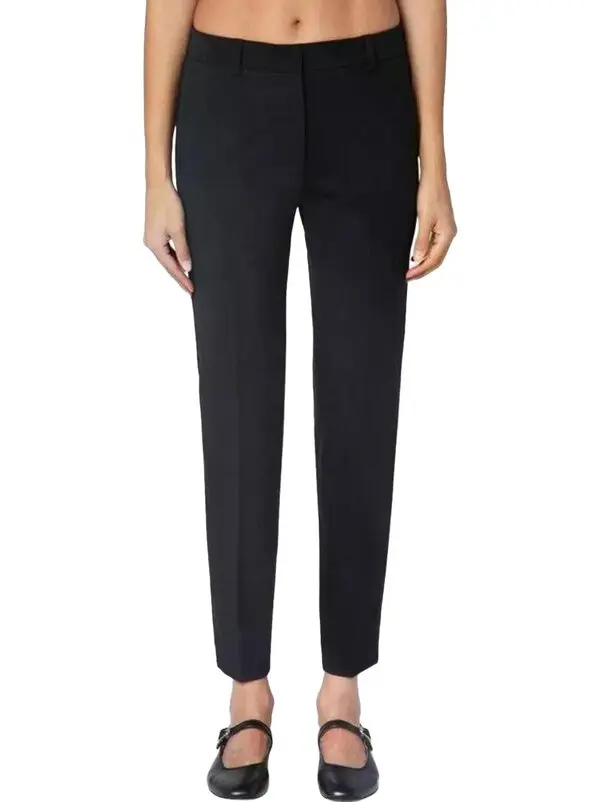 QL2 QUELLEDUE Cropped Slim-fit Trousers - Black