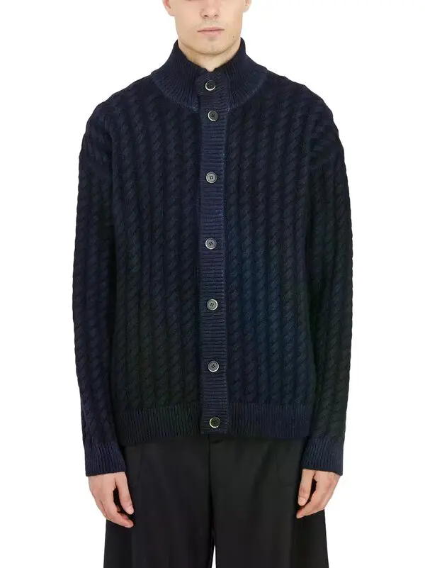 Barena Venezia High-neck Cable Knit Cardigan - Blue