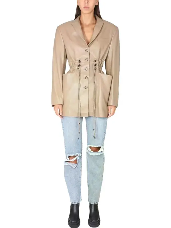 THE MANNEI Gathered-waist Blazer - Neutrals