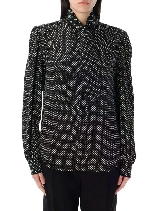 Saint Laurent Polka Dot Print Shirt - Black
