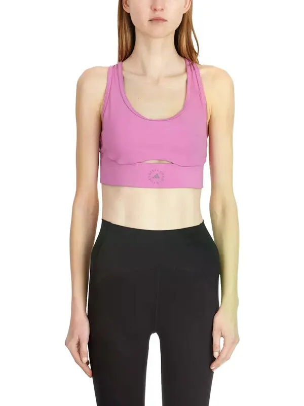 Adidas By Stella McCartney Logo-print Yoga Sports Bra - Pink