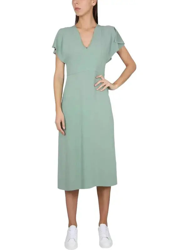 BOSS V-neck Midi Dress - Green