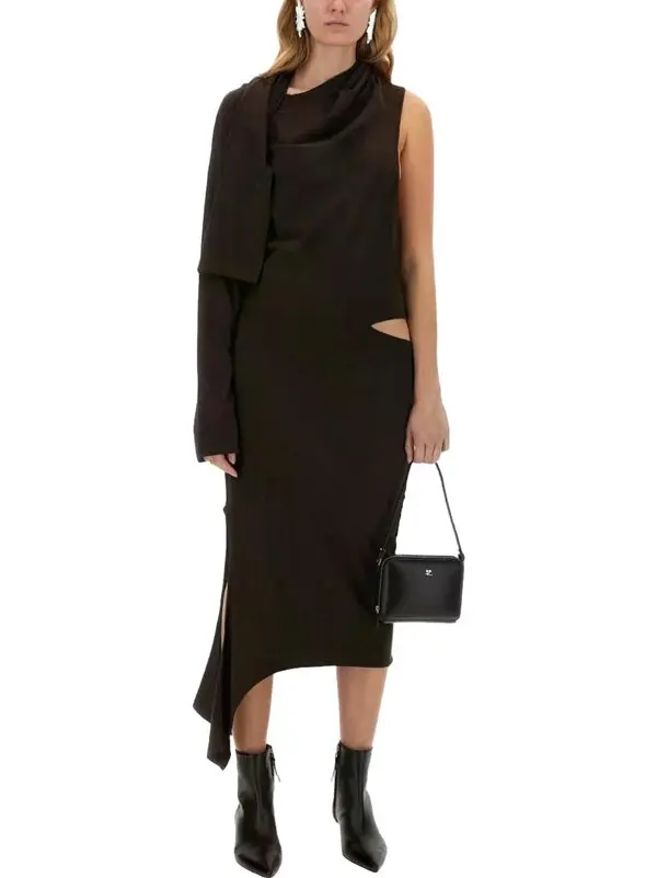 COURREGES Asymmetric Cut-out Midi Dress - Brown