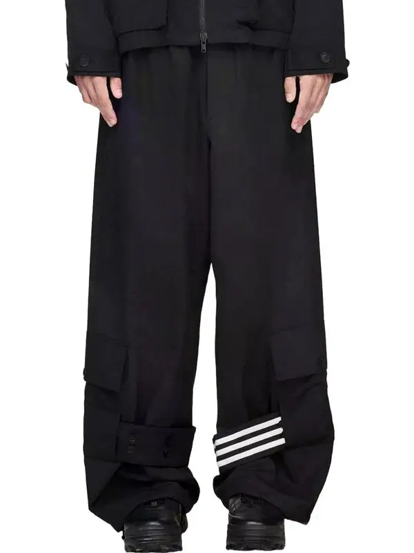 Y3 Wide-leg Stripe-detail Trousers - Black