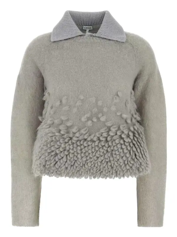 Loewe Collar-detail Long-sleeves Sweater - Grey
