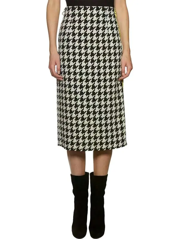 Off-White Midi Houndstooth Skirt - Black