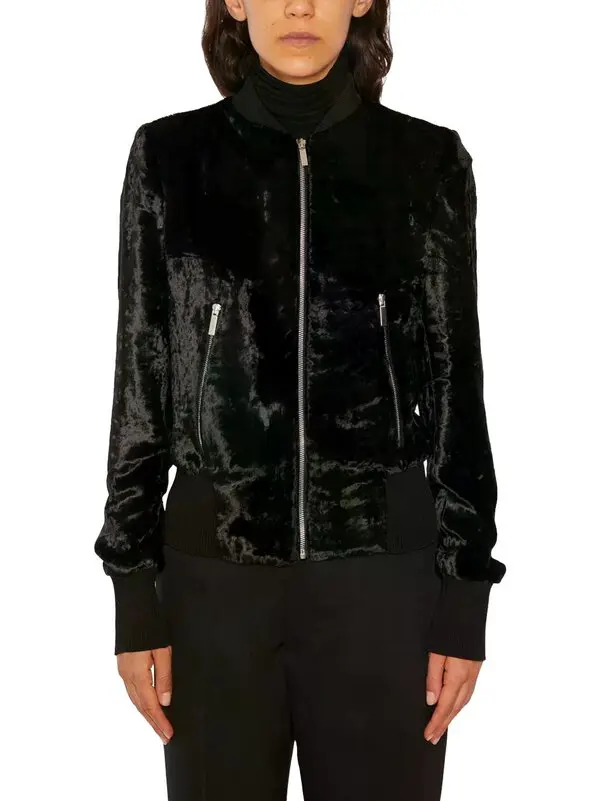 SAPIO Velvet Bomber Jacket - Black
