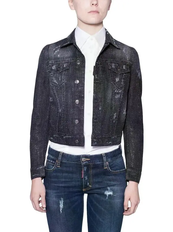 Dsquared2 Distressed-effect Denim Trucker Jacket - Black