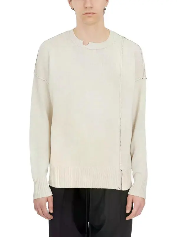 Isabel Benenato Panelled Crewneck Sweater - Neutrals