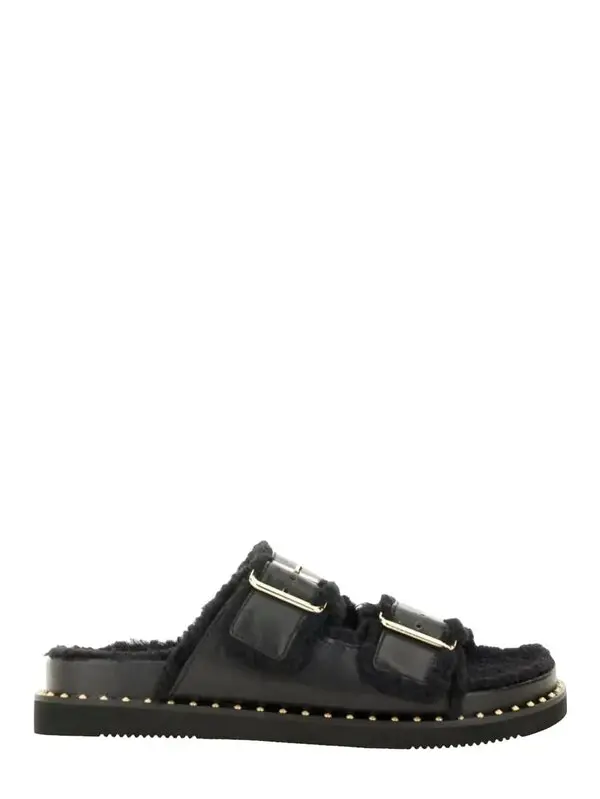Ash Utah Bis Buckle Studded Sandals - Black