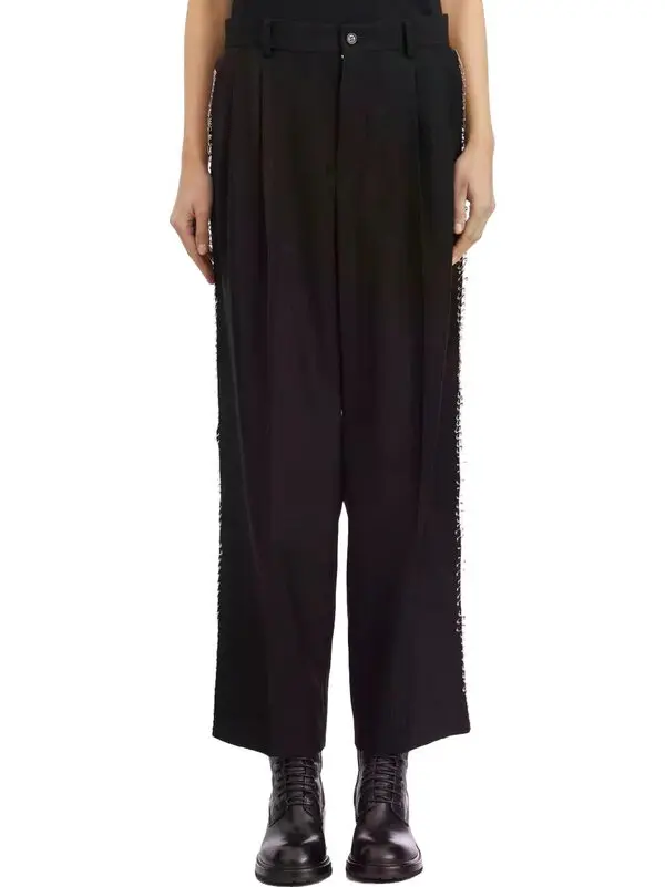 Comme Des Garçons Safety-pin Embellished Cropped Trousers - Black
