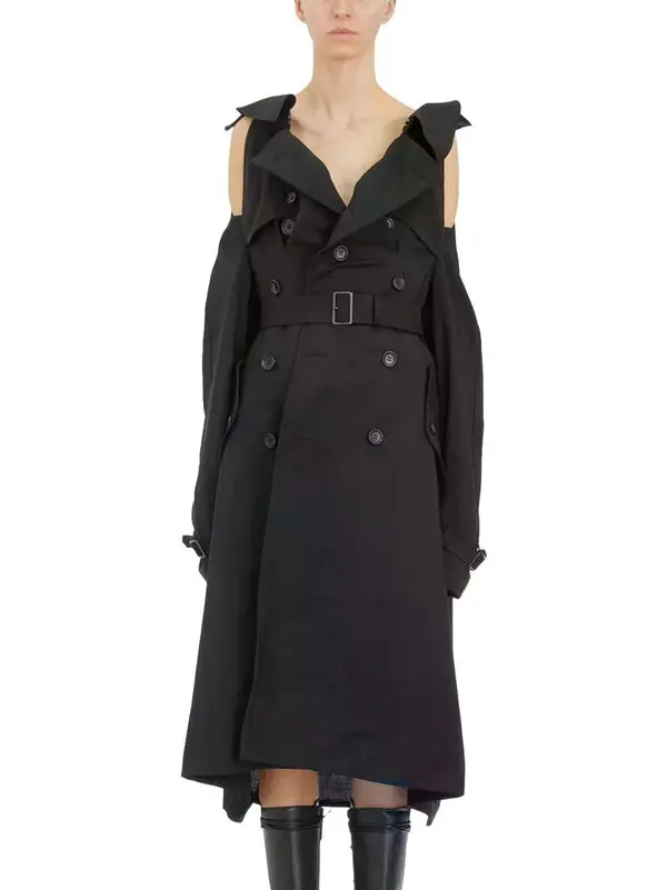 Junya Watanabe Buttoned Belted Trench Coat - Black