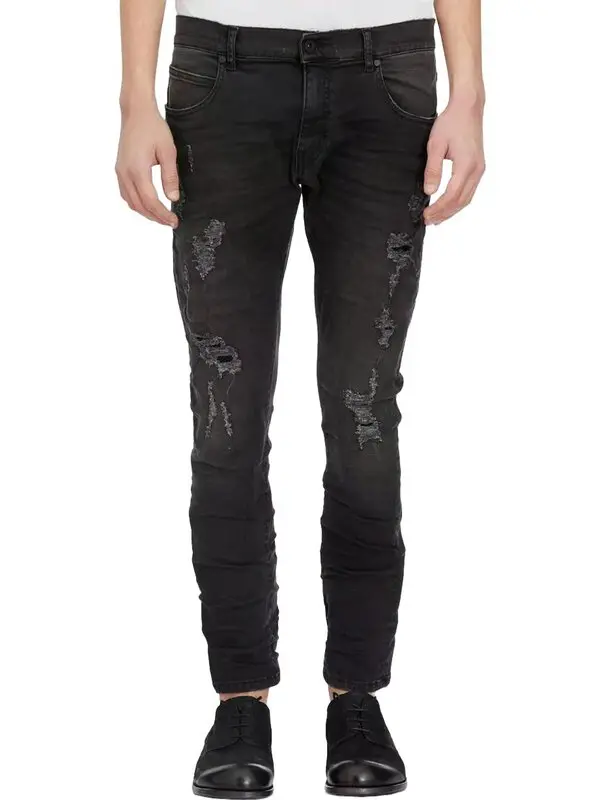 MD75 Distressed Denim Trousers - Black