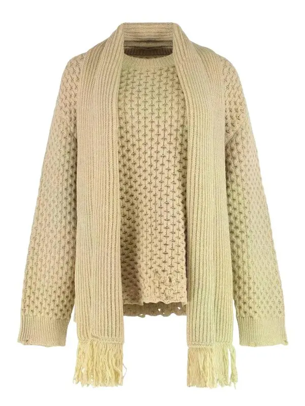 MAISON MARGIELA Fringed Crew-neck Sweater - Neutrals