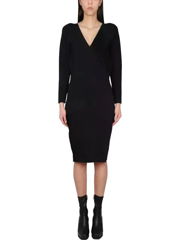 Stella McCartney V-neck Midi Dress - Black