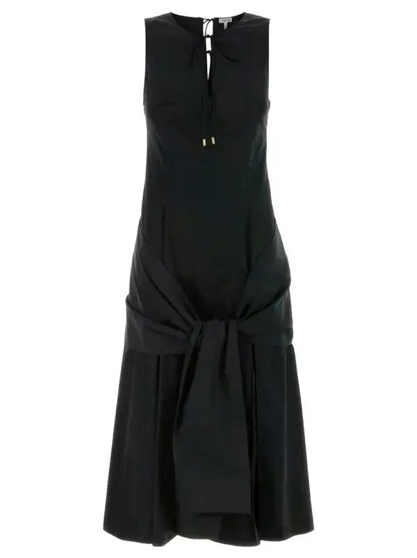 Loewe Tie-neck Midi Dress - Black