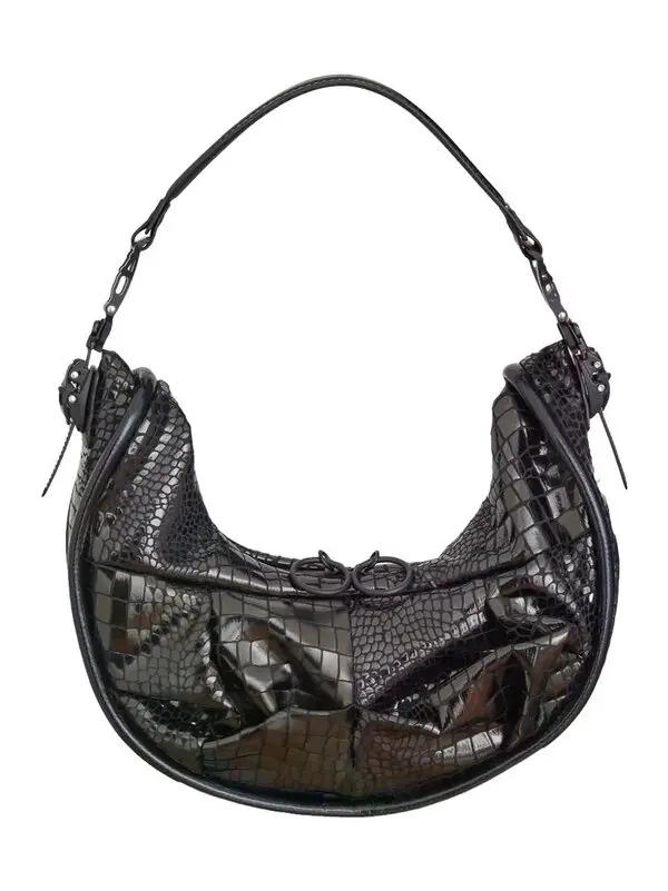 Junya Watanabe Crocodile-effect Shoulder Bag - Black